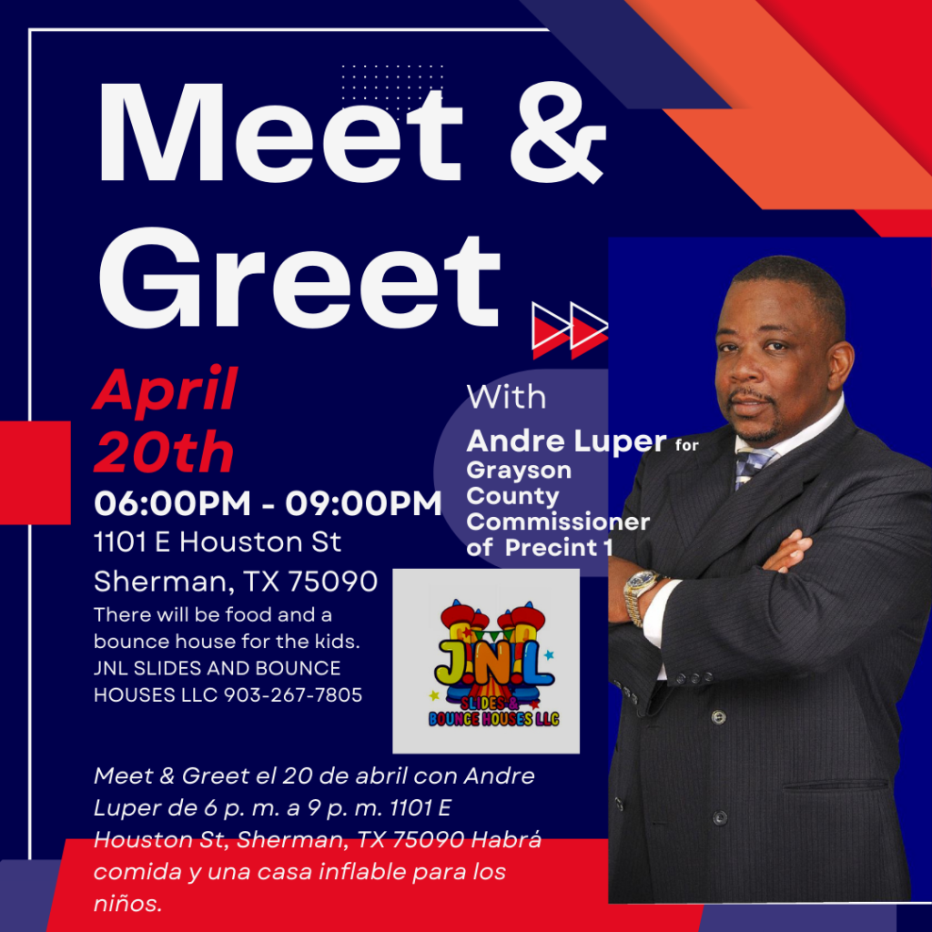 Andre Luper Meet and Greet April 20 - Grayson County Democratic Party